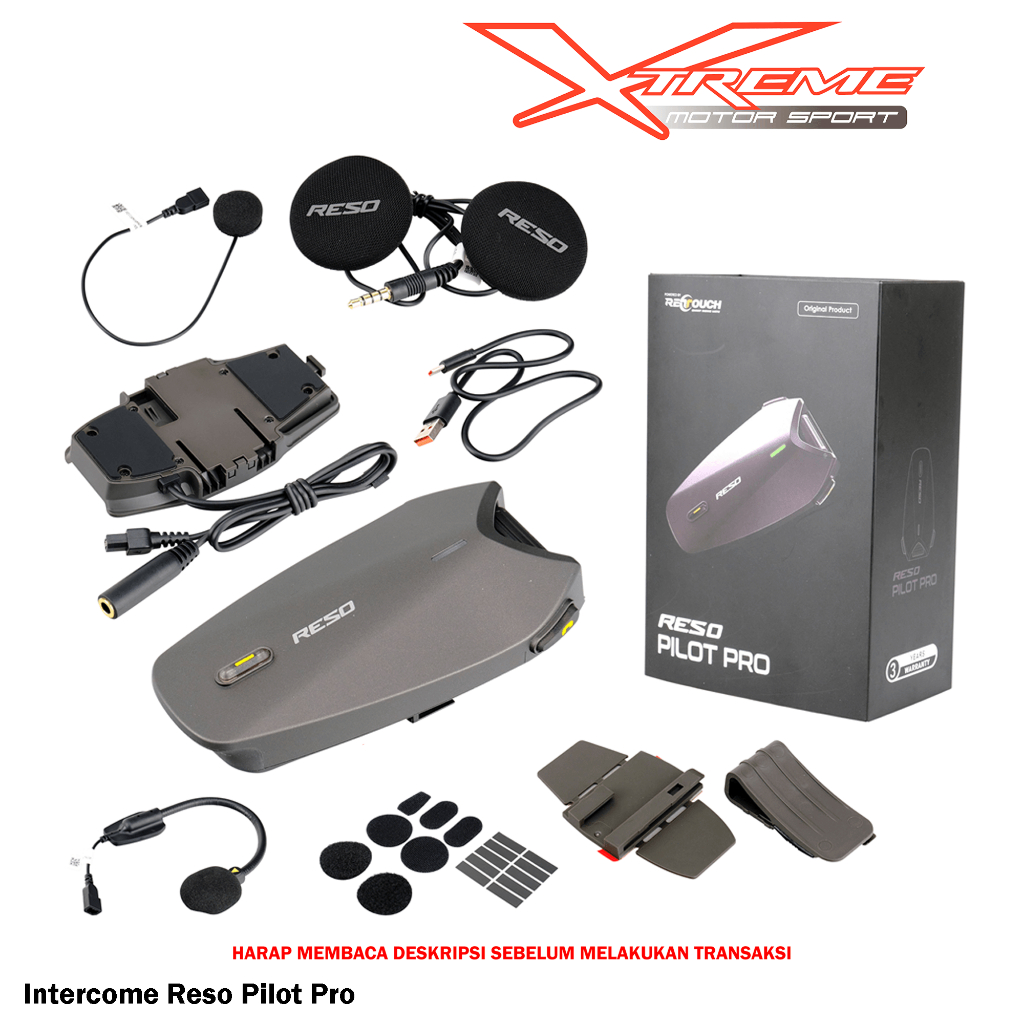 Jual Intercom Reso Pilot Pro Bluetooth Intercom Helm Helmet Mesh ...