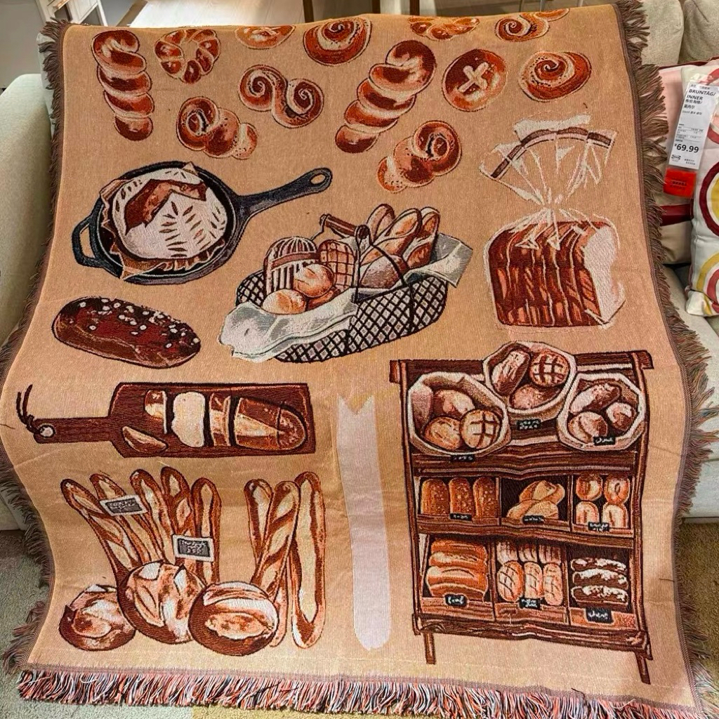 Jual Woven Tapestry Roti Bread | Throw Blanket Selimut Rajut Knit Alas ...