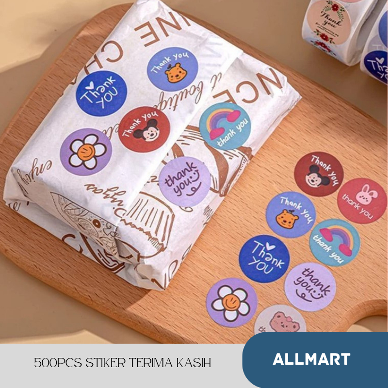 Jual AM 500PCS / 1 ROLL STIKER TERIMA KASIH / STICKER THANK YOU ...