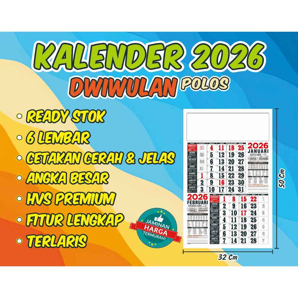 Jual KALENDER 2026 DWIWULAN POLOS | Shopee Indonesia