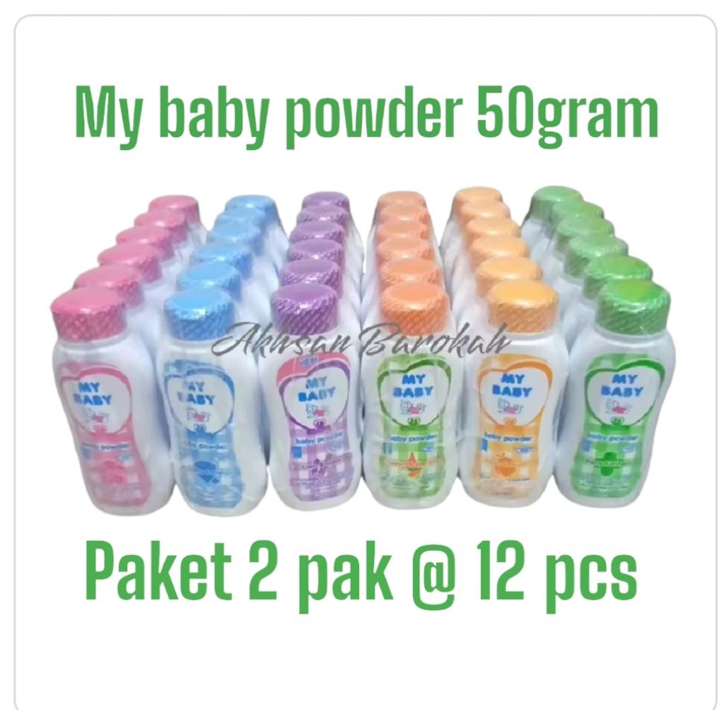 Jual paket 2 pak 12 pcs MY BABY POWDER 50 GRAM EXPIRED 11- 2029 ...