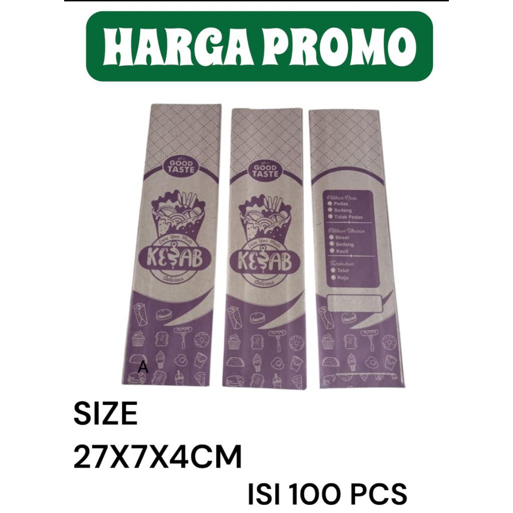 Jual Cod 100 Pcs Bungkus Wadah Kebab Paper Craft Coklat 27x7x4 Cm ...