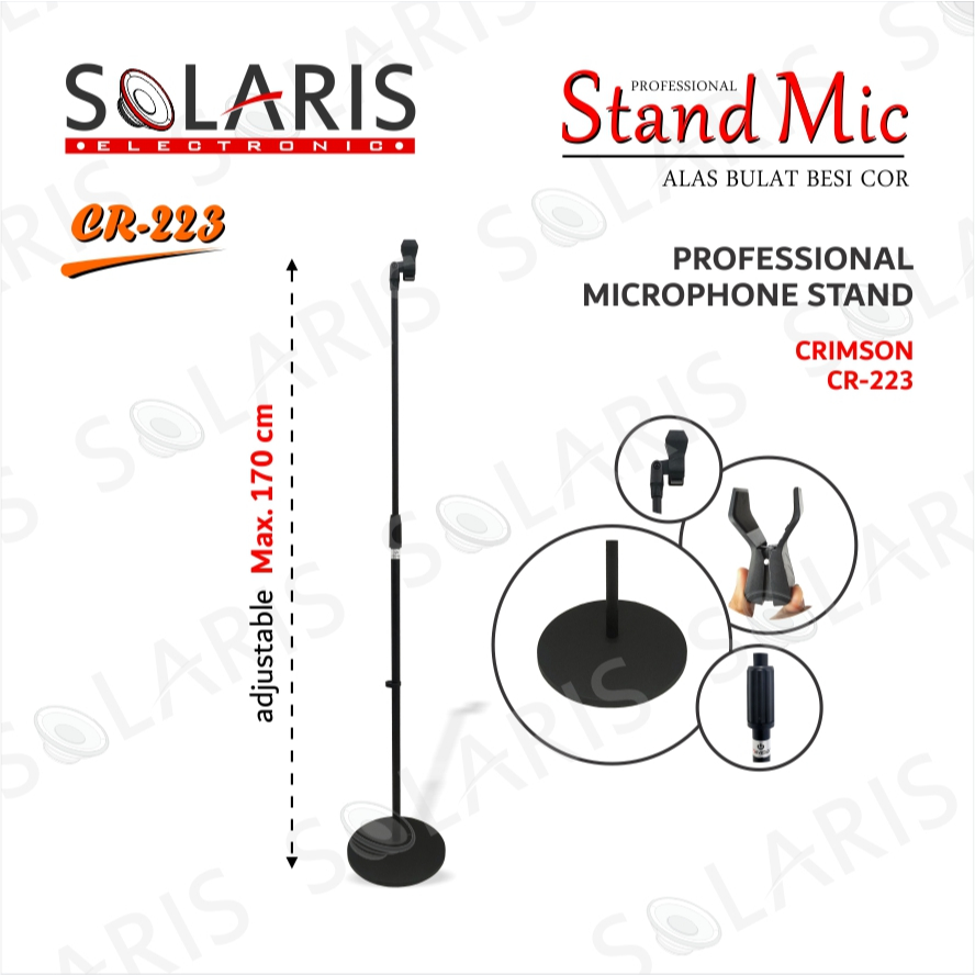 Jual Stand Mic Kaki Bulat Besi Kokoh Crimson CR-223 Tiang Besi Max 170 ...