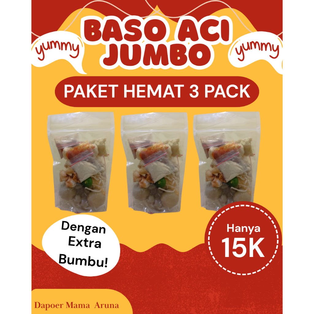 Jual BASO ACI INSTAN KOMPLIT DAN JUMBO PAKET HEMAT 3 PACK 15K / BAKSO ...