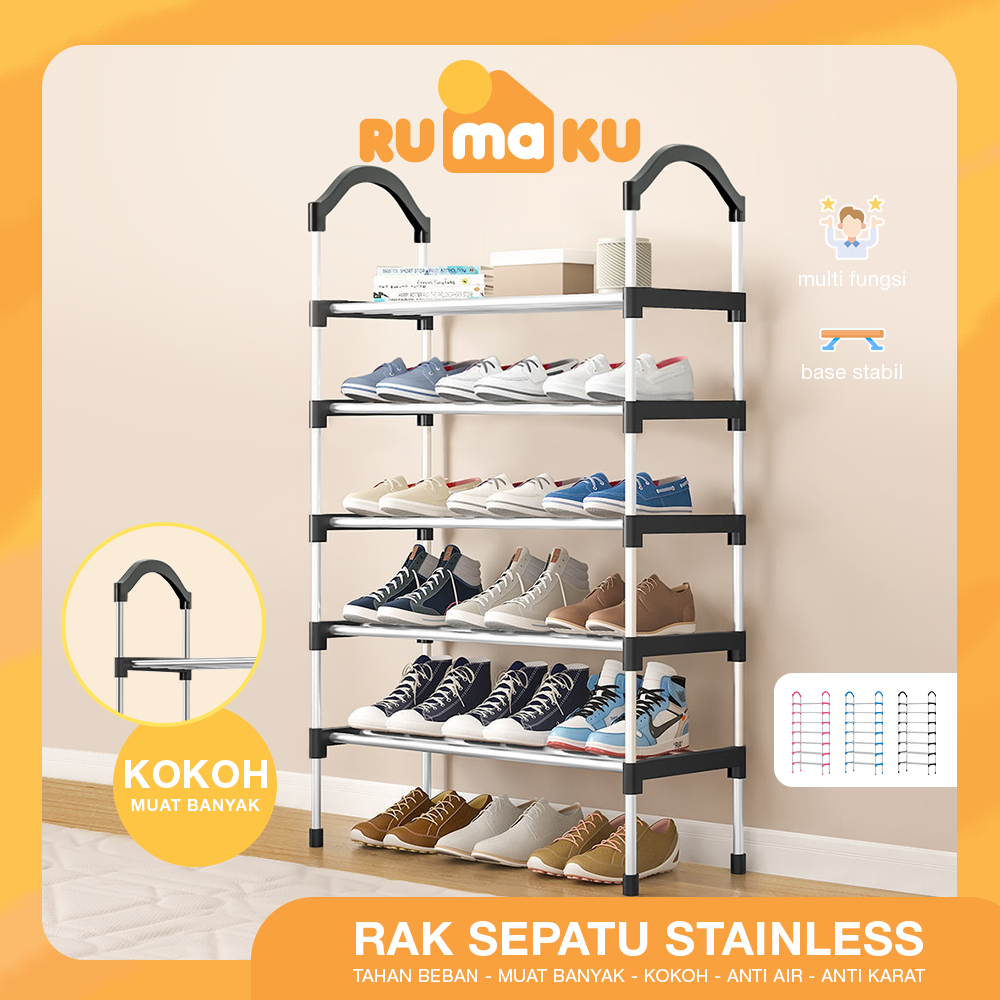 Jual RMK Rak Sepatu Portable Stainless Steel 5 Susun 7 Tingkat Kokoh ...
