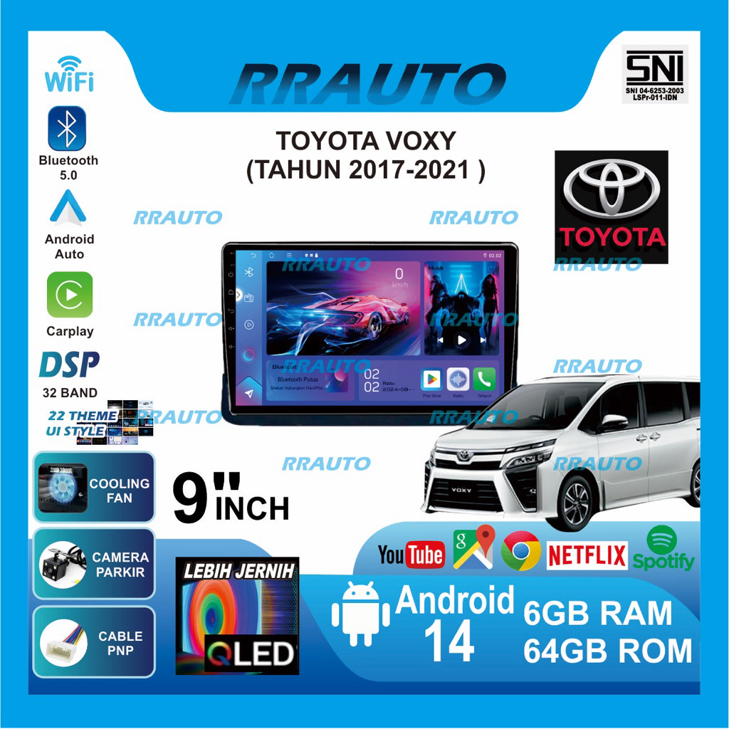 Jual Toyota Voxy | RAM 6+64gb ROM,Head Unit Android OS13,QLED,Wifi,BT ...