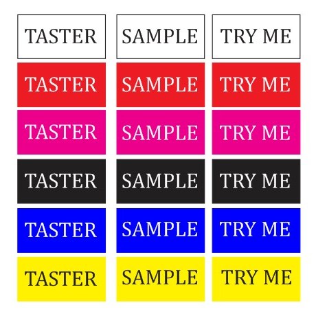 Jual stiker try me, tester, sample ukuran 2x1 isi 100 pcs | Shopee ...