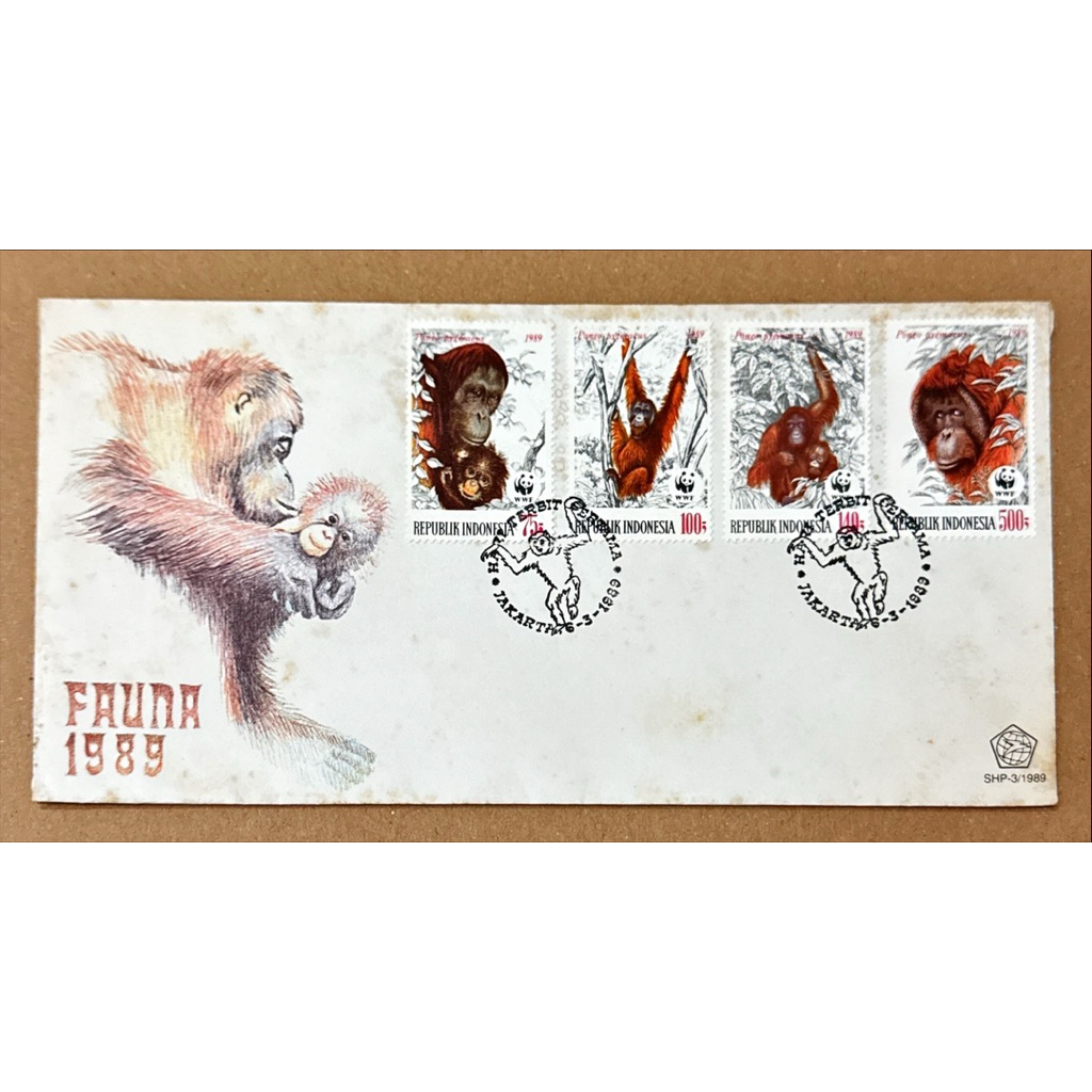 Jual PRANGKO INDONESIA 1989 SHP FAUNA DENGAN PRANGKO WWF ORANG UTAN ...