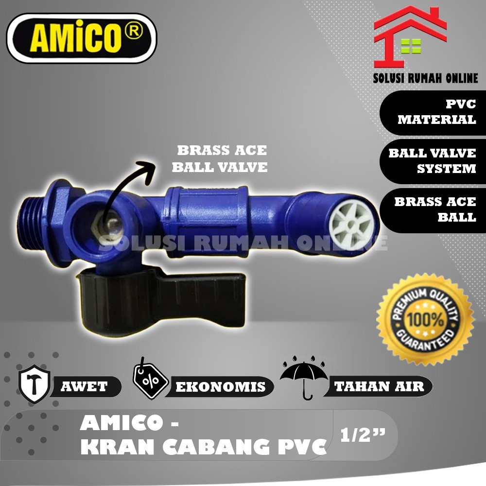 Jual Kran Air Plastik Cabang AMICO 1/2 inch Double Keran PVC Shower ...