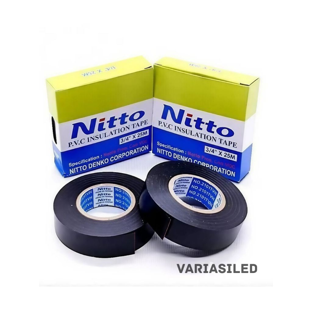 Jual Nitto Isolasi Listrik PVC Hitam 3/4" x 30M – RoHS Free, Low VOC ...