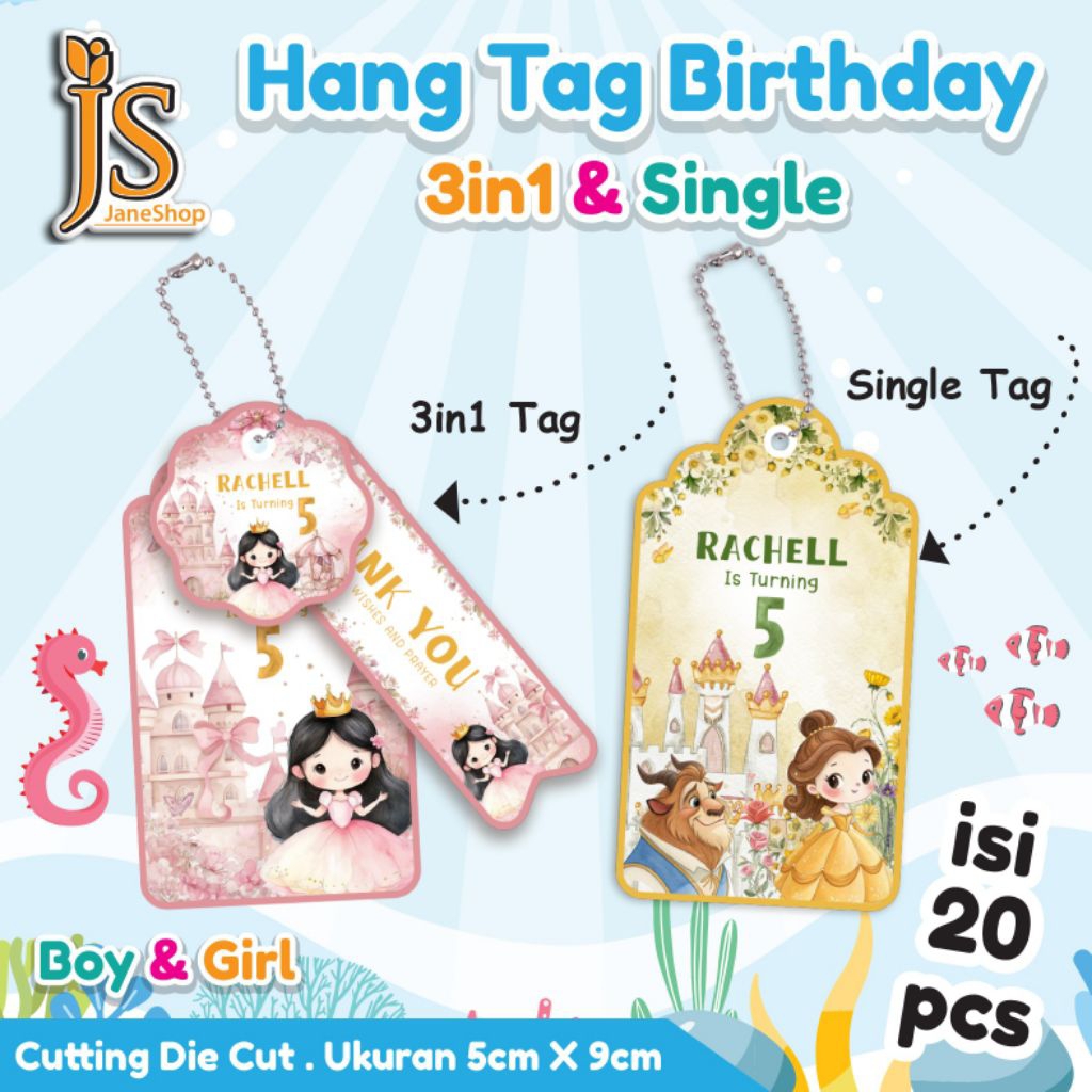 Jual Isi 20 pcs Hang Tag Ulang Tahun Anak 3 in 1 Dan Single Hangtag ...