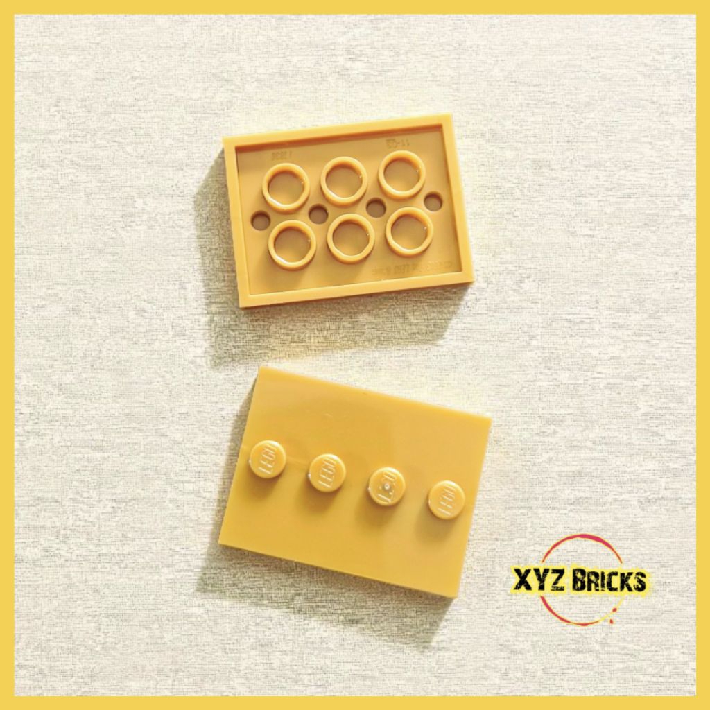 Jual LEGO PARTS 6350055 - Plate 3x4 with 4 Knobs Warm Gold - Baseplate ...