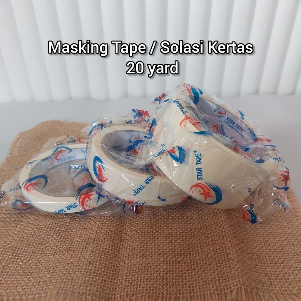 Jual Masking Tape Solasi Kertas Selotip Lakban 12, 24, 48 mm x 20 yard ...