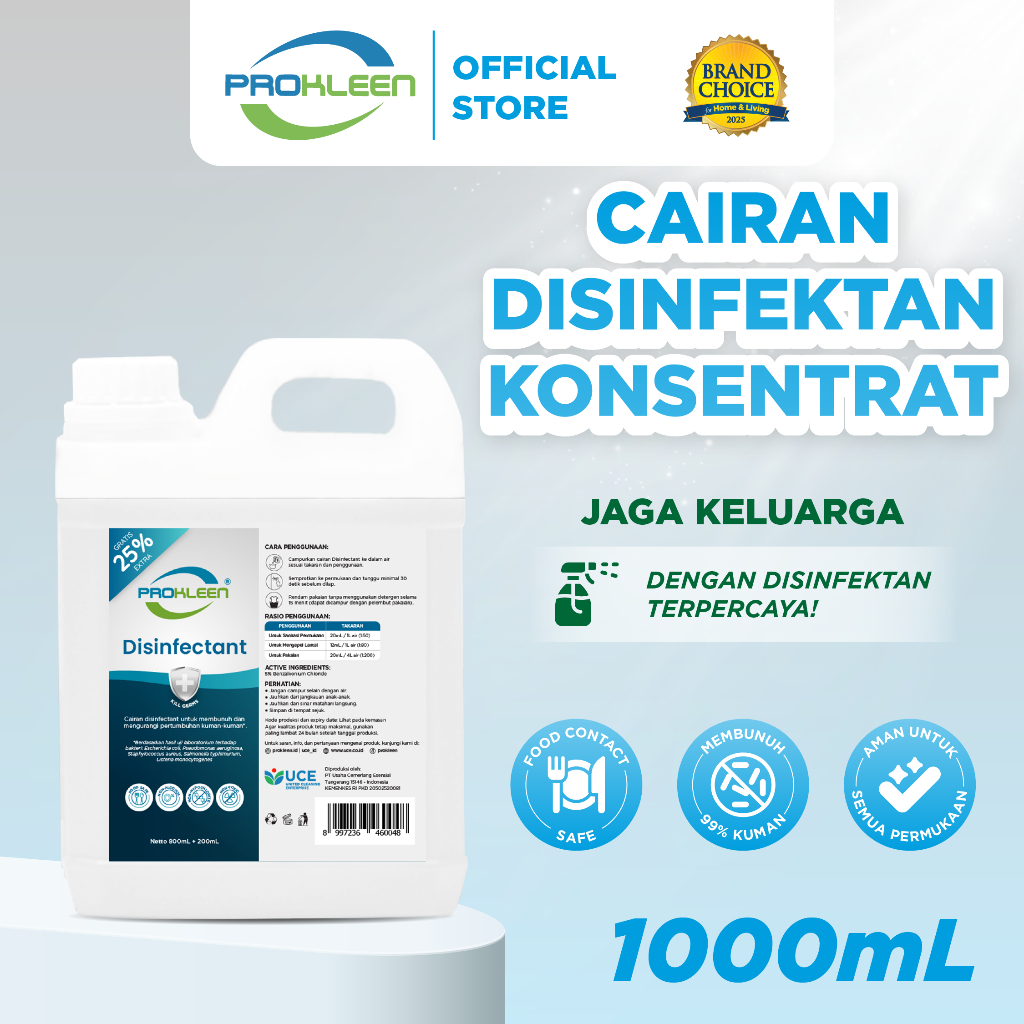 Jual PROKLEEN Disinfectant Antiseptik Konsentrat Cairan Desinfektan 1L ...