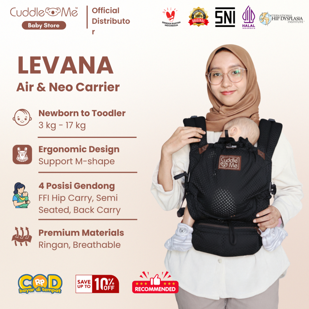 Jual Cuddle Me Levana Air Carrier Gendongan Bayi Toddler Depan Belakang ...