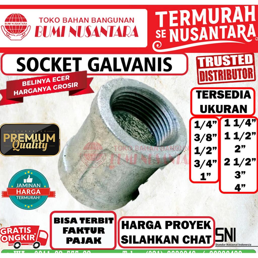 Jual Socket Galvanis 1" Inch Drat BSPT Sok Besi Drat Dalam SDD ...