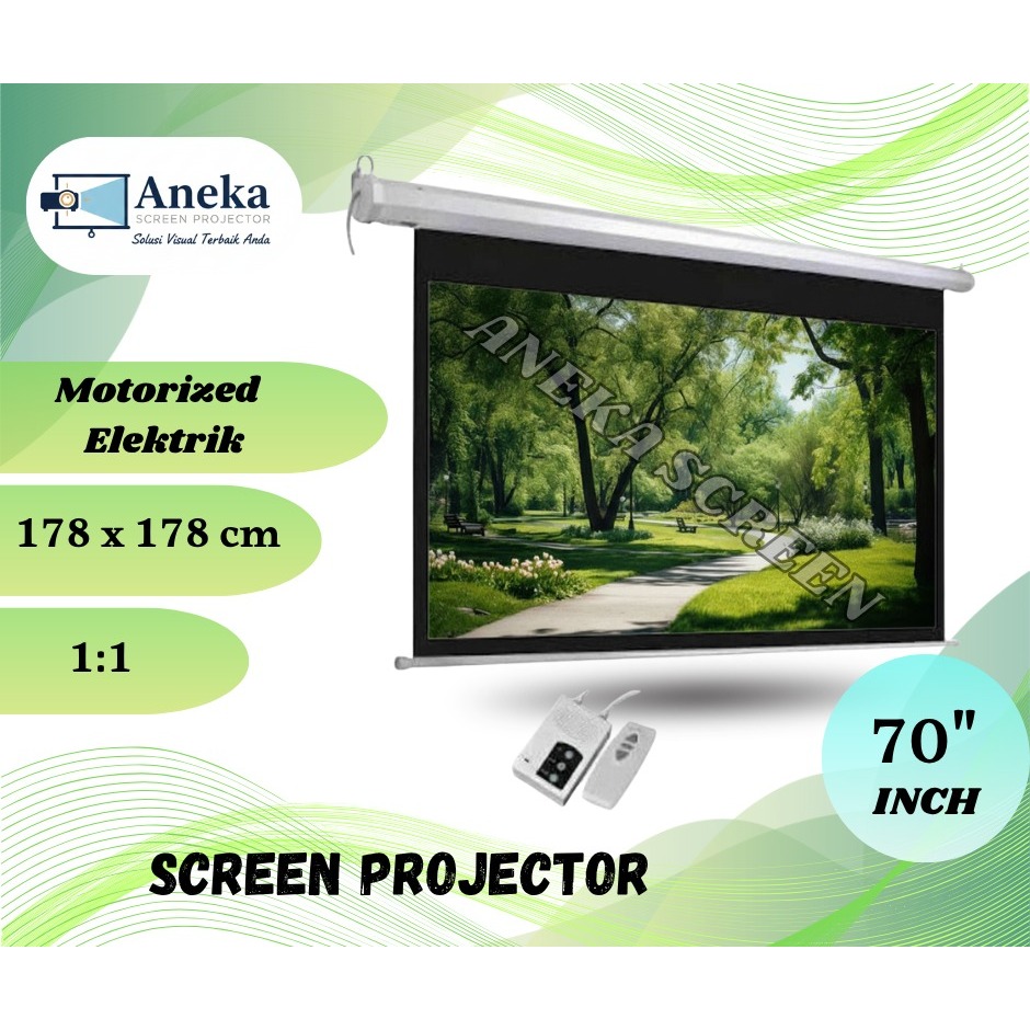Jual Screen Projector Motorized 70" Layar Proyektor remot 70 | Shopee ...