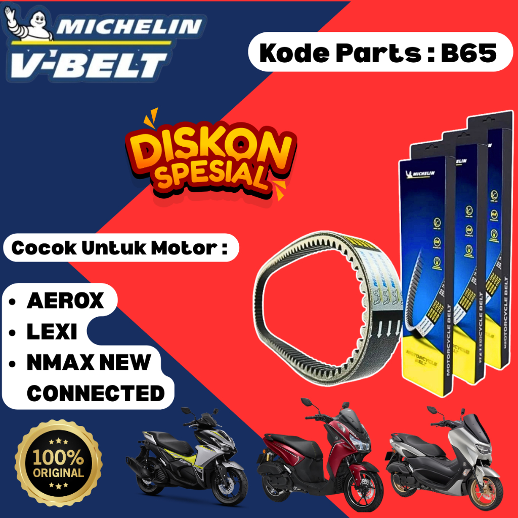 Jual Michelin Van Belt B65 , V-Belt / VanBelt Motor Aerox Lexi Nmax New ...