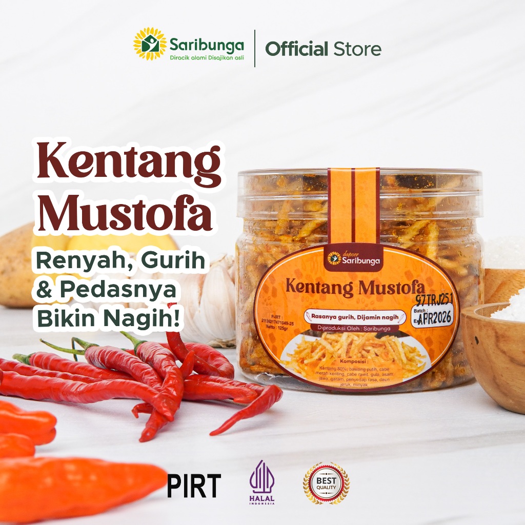 Jual Kentang Mustofa Pedas Manis SARIBUNGA 125gr - Kentang Mustofa ...