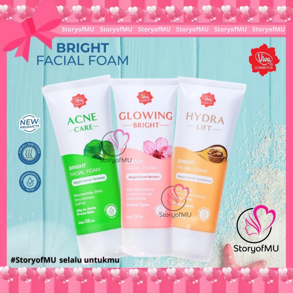 Jual VIVA Bright Facial Foam 100ml - Face Wash with Niacinamide AHA BHA ...