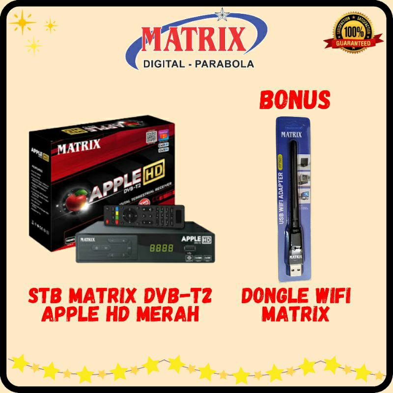 Jual STB Matrix Apple Merah Set Top Box DVB T2 Anten Digital + Dongle ...