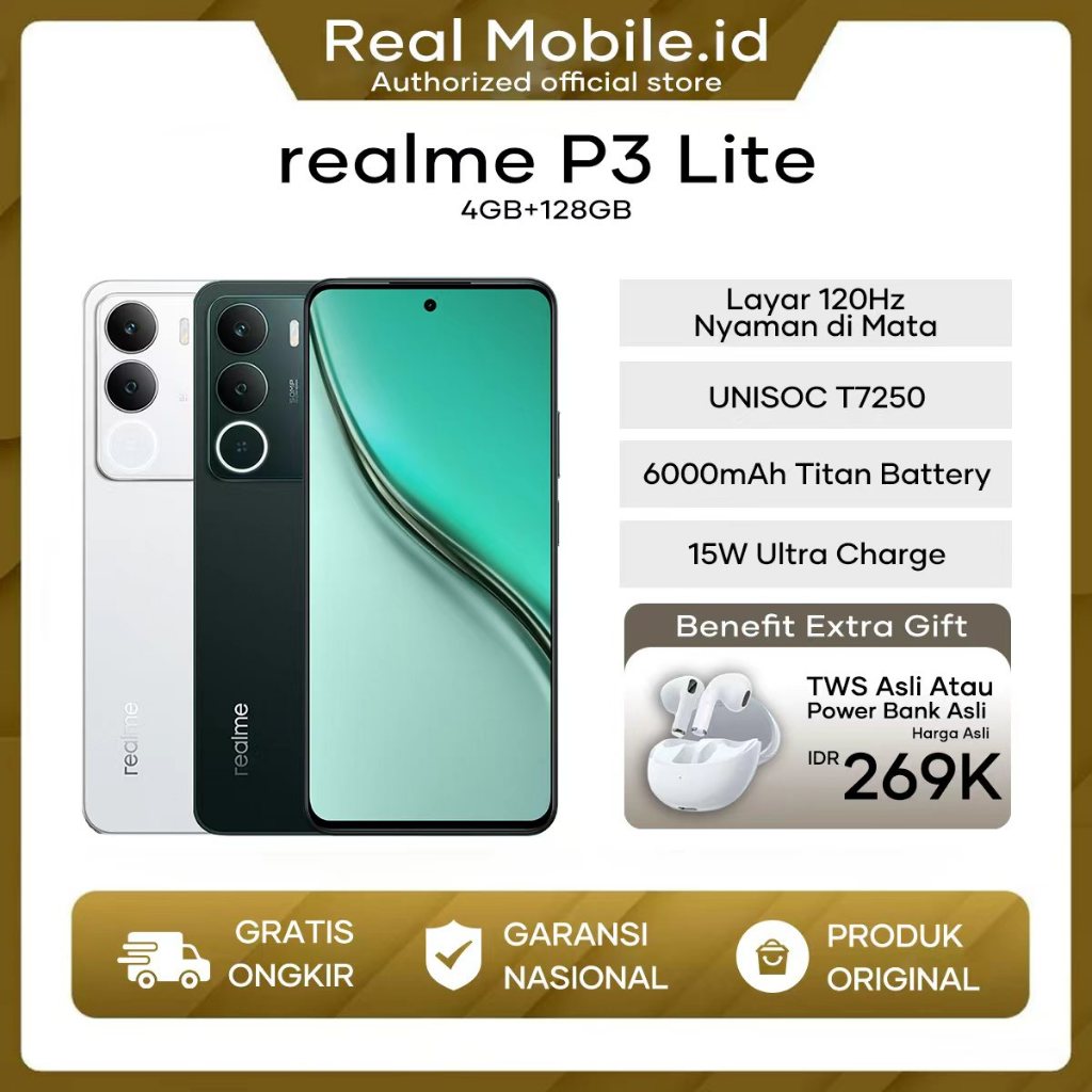 Jual realme P3 Lite 4+128GB IP64 rating 6300mAh+15W FastCharge Garansi ...