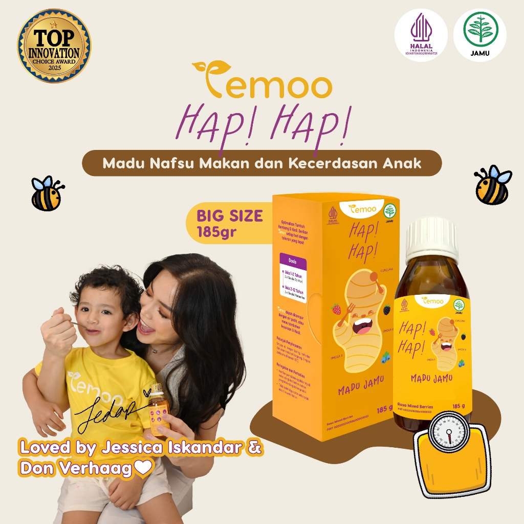 Jual Temoo Madu Jamu Hap Hap 185 gr - Vitamin Anak Nutrisi Madu Anak ...