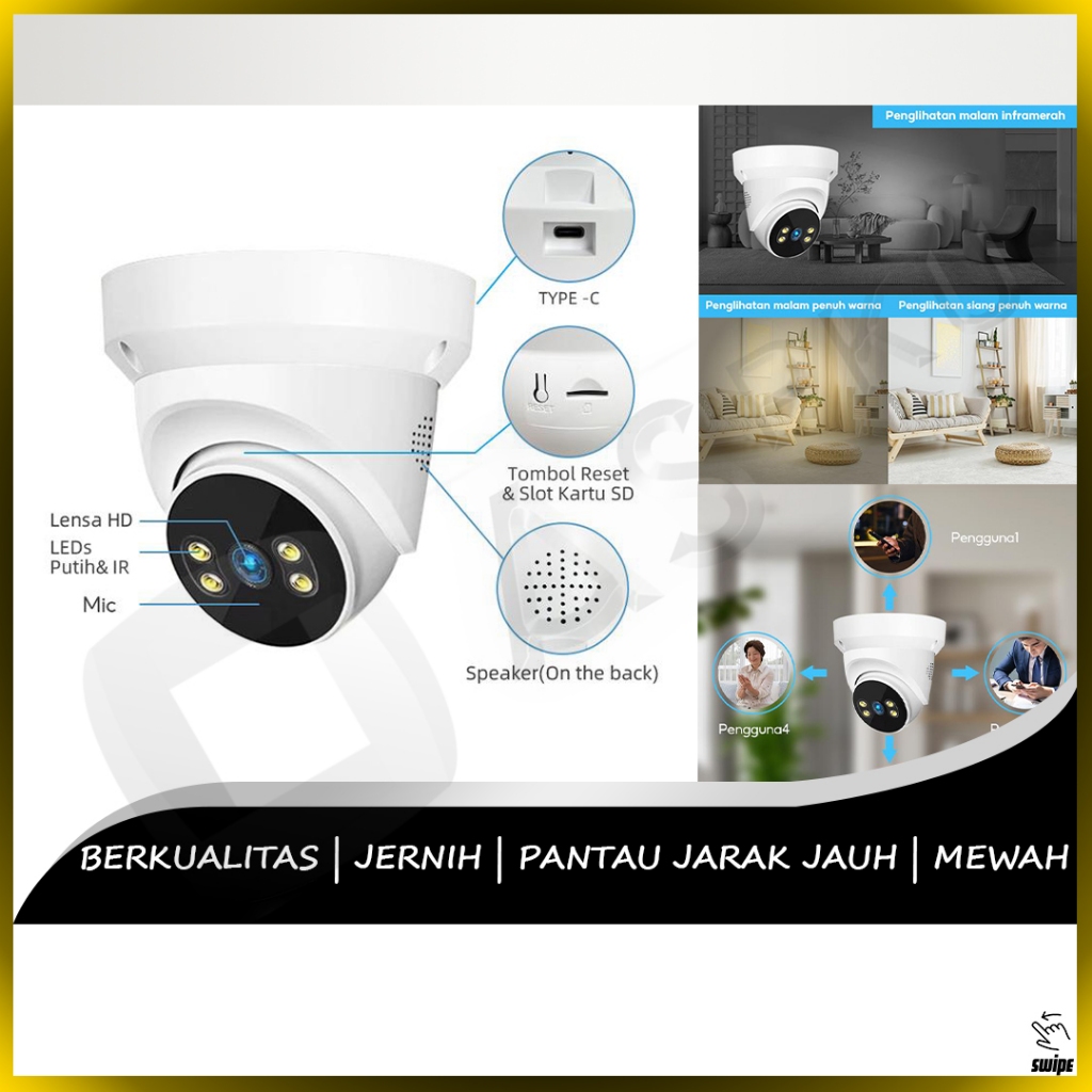 Jual CCTV Indoor V6 V380 Pro Kamera Camera Wifi Kecil Smart IP 3MP ...