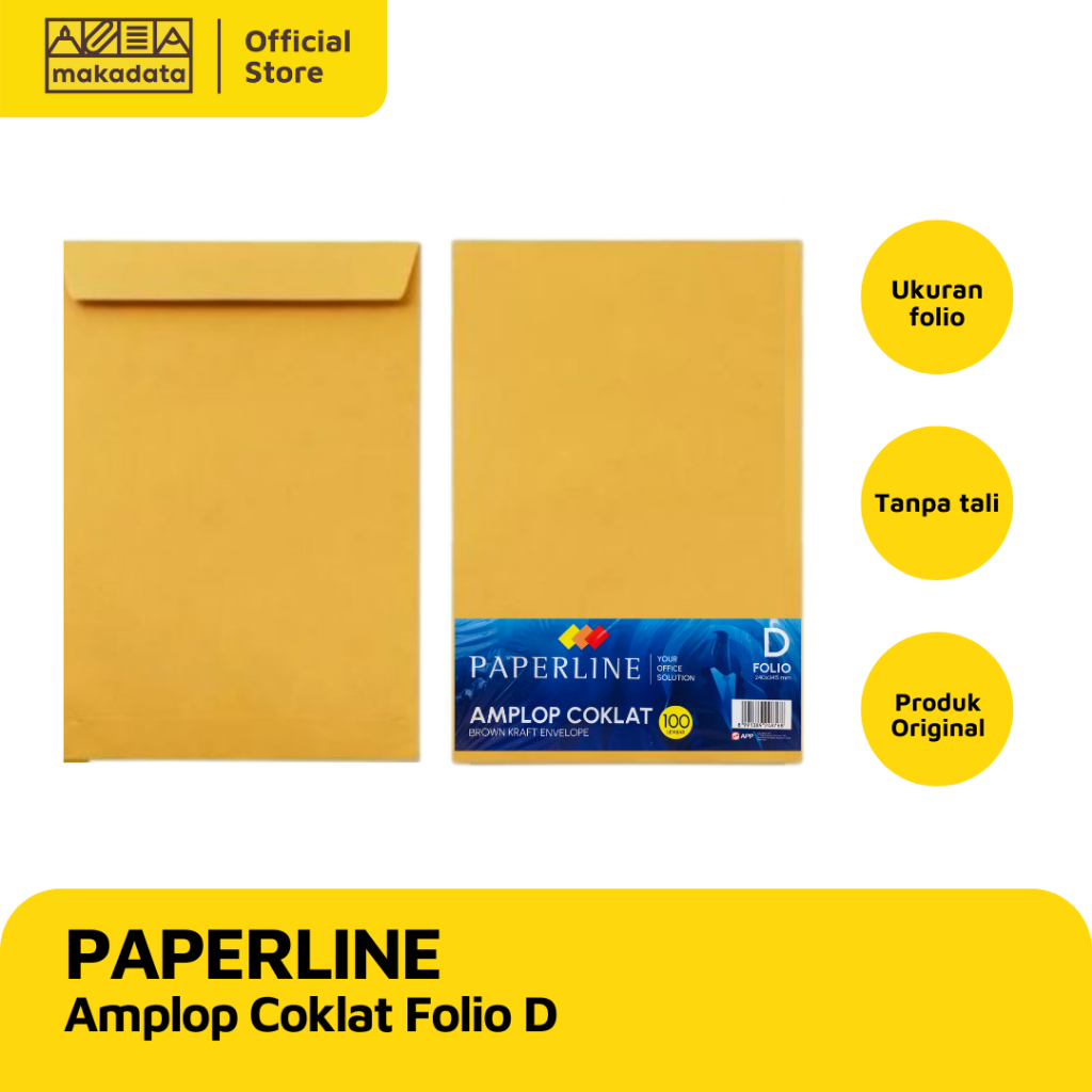 Jual ENVELOPE / AMPLOP COKLAT PAPERLINE FOLIO D 24 X 34.5 CM (1 PAK ...