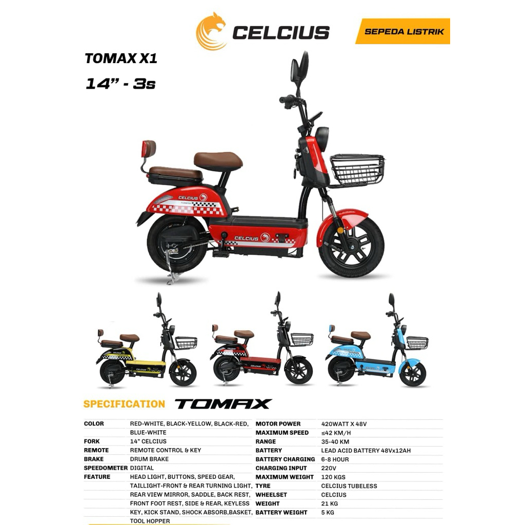 Jual Sepeda Listrik e-bike elektrik Tomax x1 | Shopee Indonesia