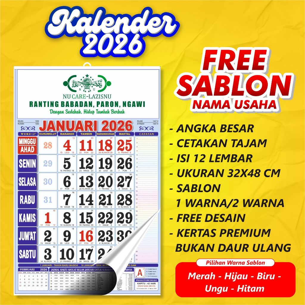 Jual {TERMURAH} KALENDER SABLON | KALENDER KERJA | KALENDER HVS ...