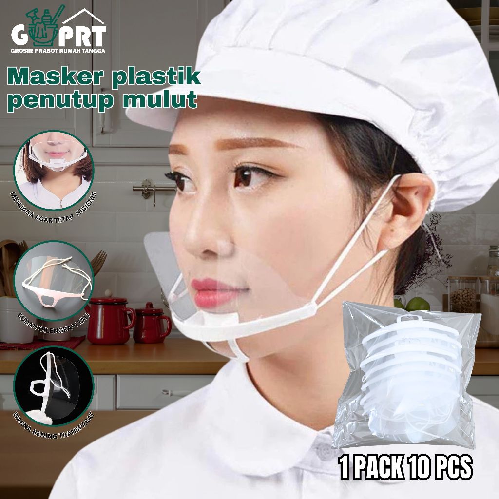 Jual GPRT 1 PACK Masker Transparan Plastik 10 PCS Kitchen Mask Bening ...