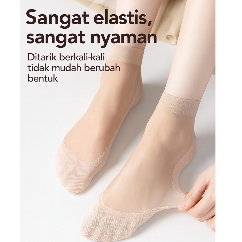 Jual COD 4/12 Pasang Kaos Kaki Transparan Wanita Model Stocking Kaos ...
