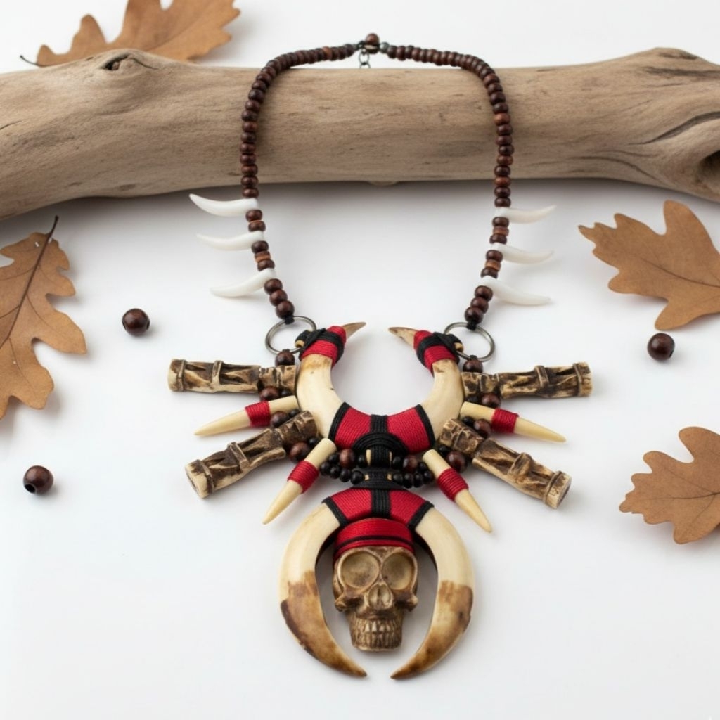 Jual Kalung Etnik Dayak Variasi Tengkorak Resin Dan Patak Jurong ...