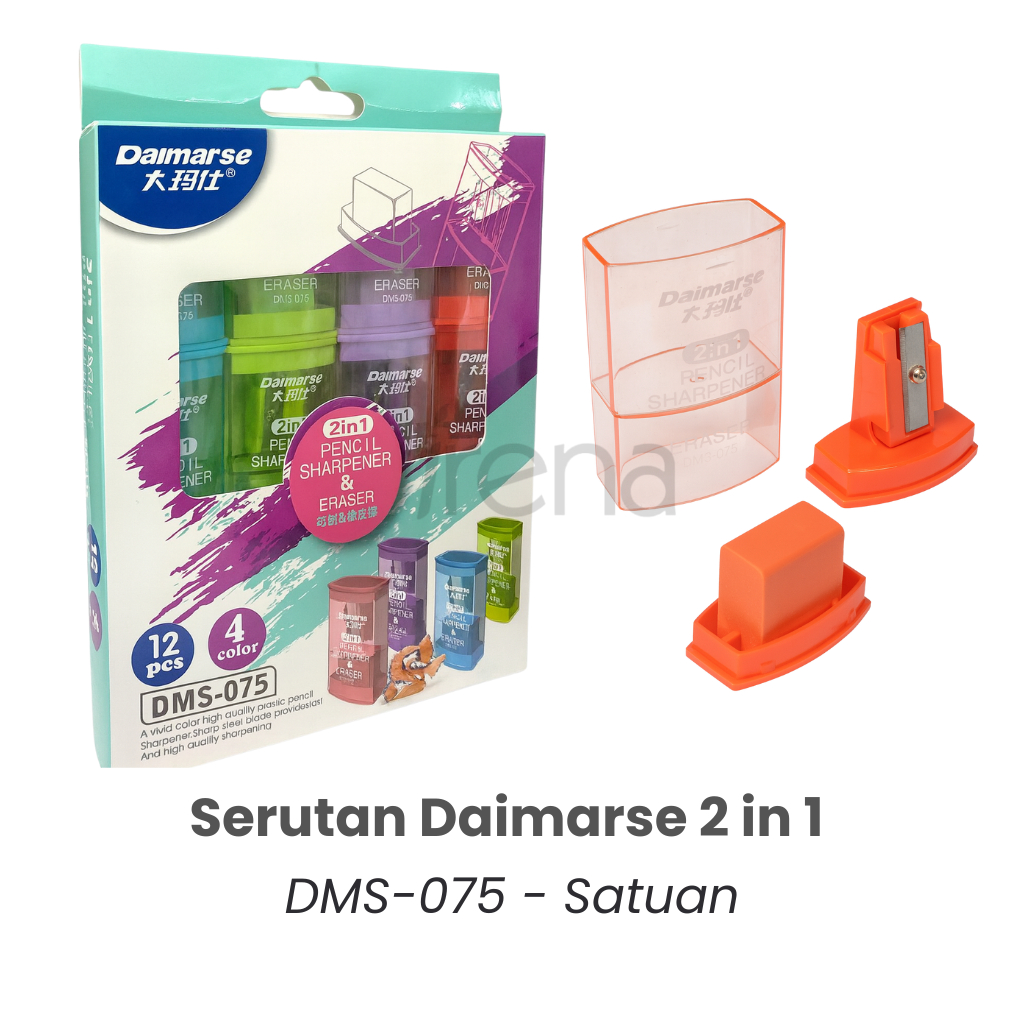 Jual DAIMARSE Serutan Pensil DMS-075 + Penghapus Sharpener / Rautan 2 ...
