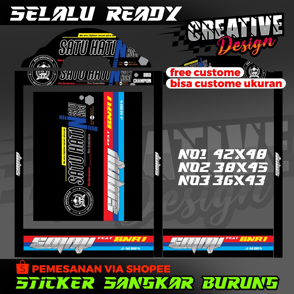 Jual STICKER DECAL SANGKAR KOTAK KIPAS SATU HATI | Shopee Indonesia