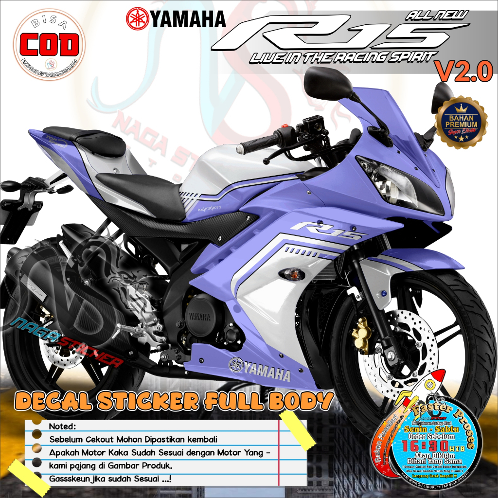 Jual BisaCod Decal Sticker Full Body YAMAHA R15 V2.0 Variasi Simple 1 ...