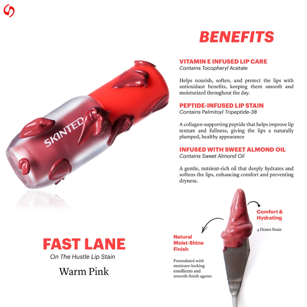 Jual SKINTED - Lip Stain - On The Hustle - Fast Lane | Glossy Lip Tint ...