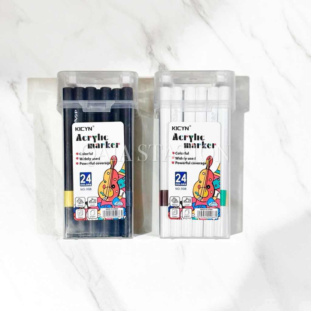 Jual KICYN Acrylic Marker Set 24 Warna – Spidol Cat Akrilik Permanen ...