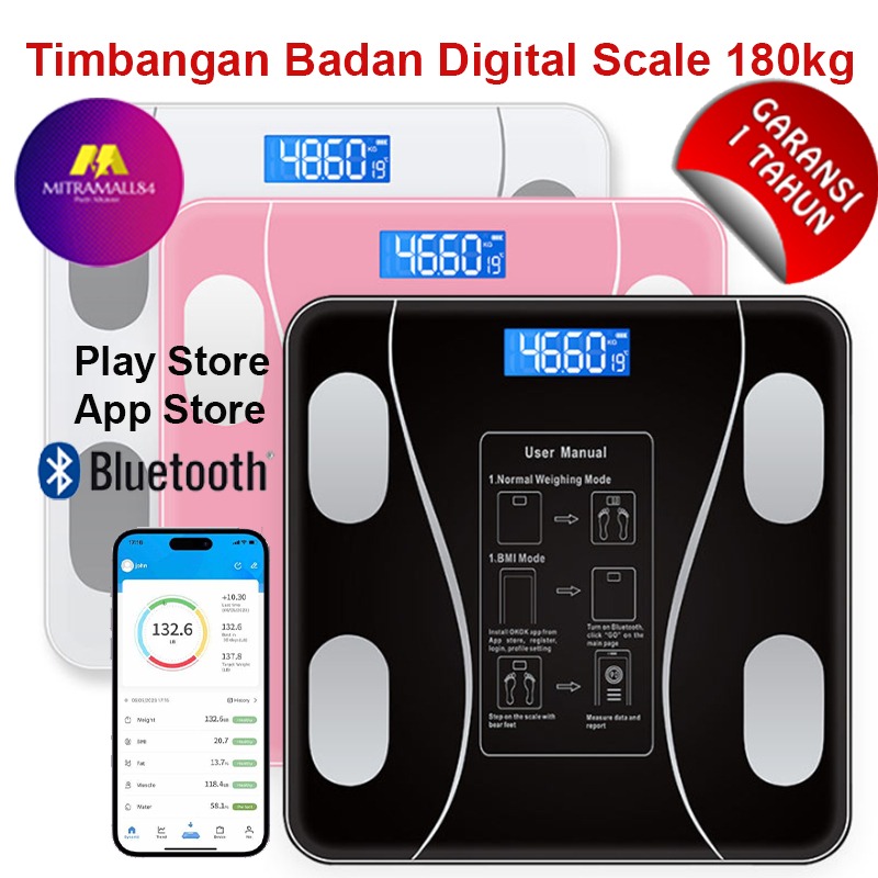 Jual Digipounds Timbangan Badan Digital Bluetooth Body Fat Scale 180kg ...