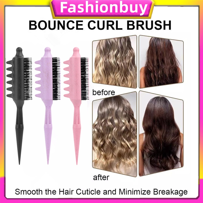 Jual Women Curly Hair Styling Comb Natural Bristles Curl Defining Brush ...