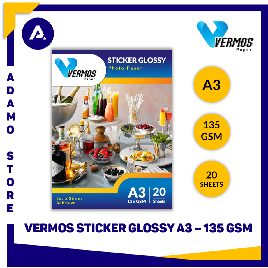 Jual Kertas Sticker Stiker Foto Glossy A3 Vermos Sticker Glossy Photo ...