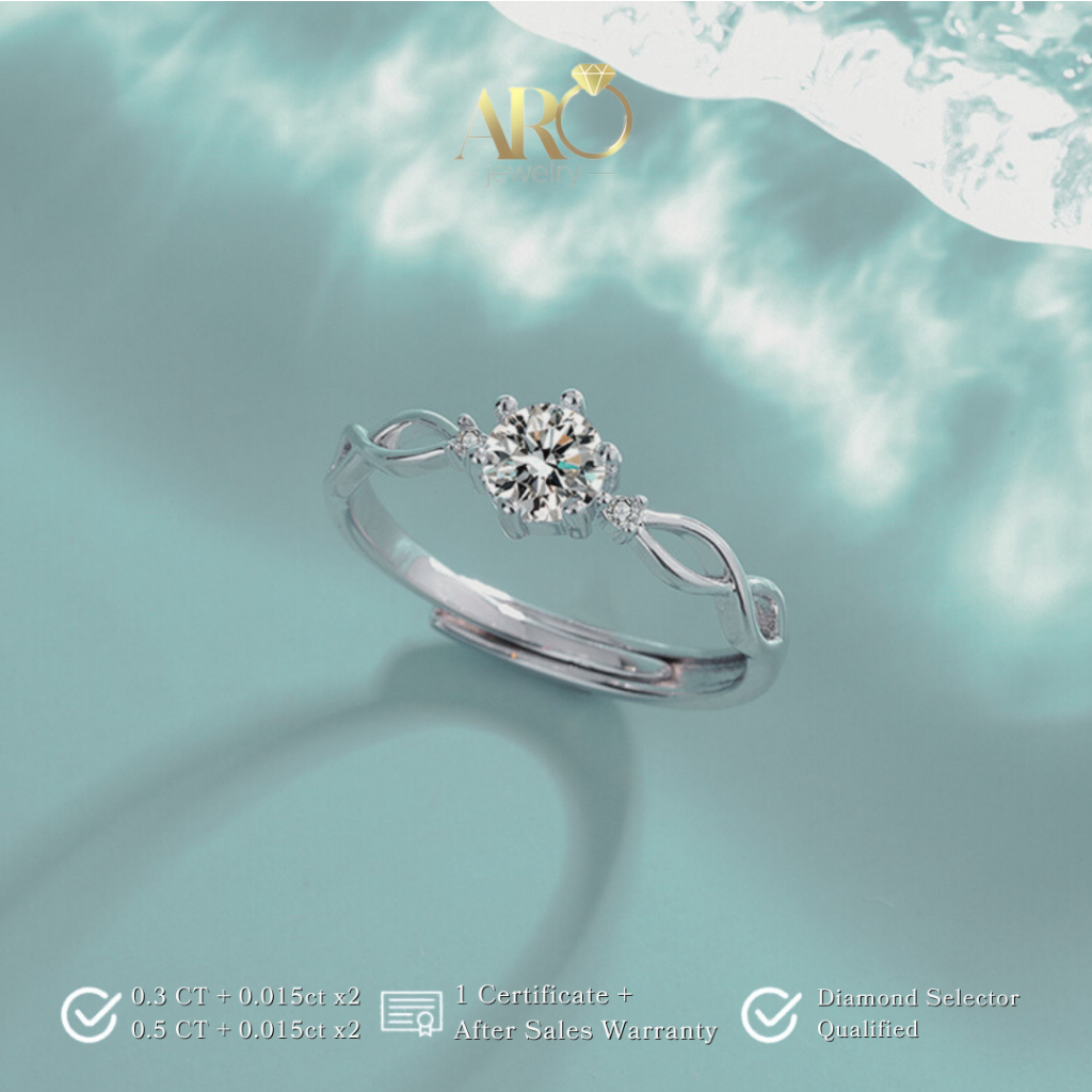 Jual ARO JEWEL - Cincin Wanita Permata Moissanite Lapis Emas 18K ...