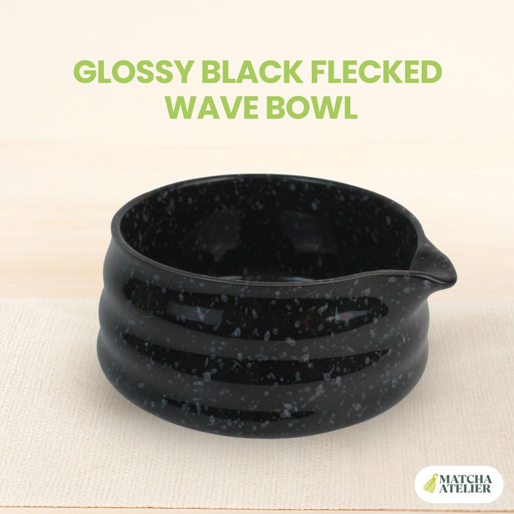 Jual Matcha Atelier Bowl Matcha Hitam Glossy Motif Corak Cerat Chawan ...