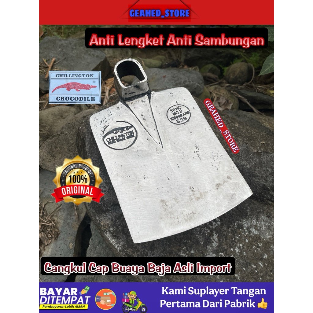 Jual Cangkul Sawah Cap Buaya Crocodile Chilington Hoe steel Baja Putih ...