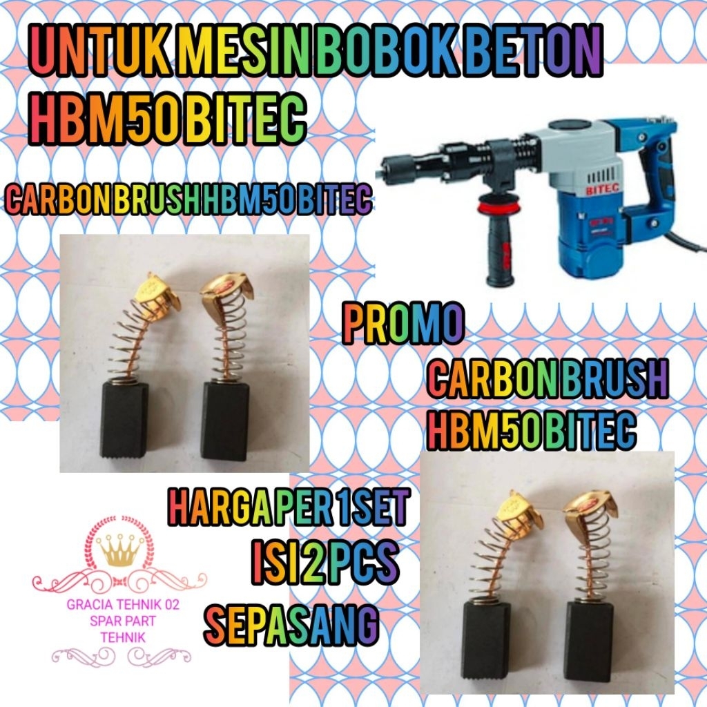 Jual CARBON BRUSH ARENG SPULL BITEC HBM50 HBM50 UNTUK MESIN BOBOK BITEC ...