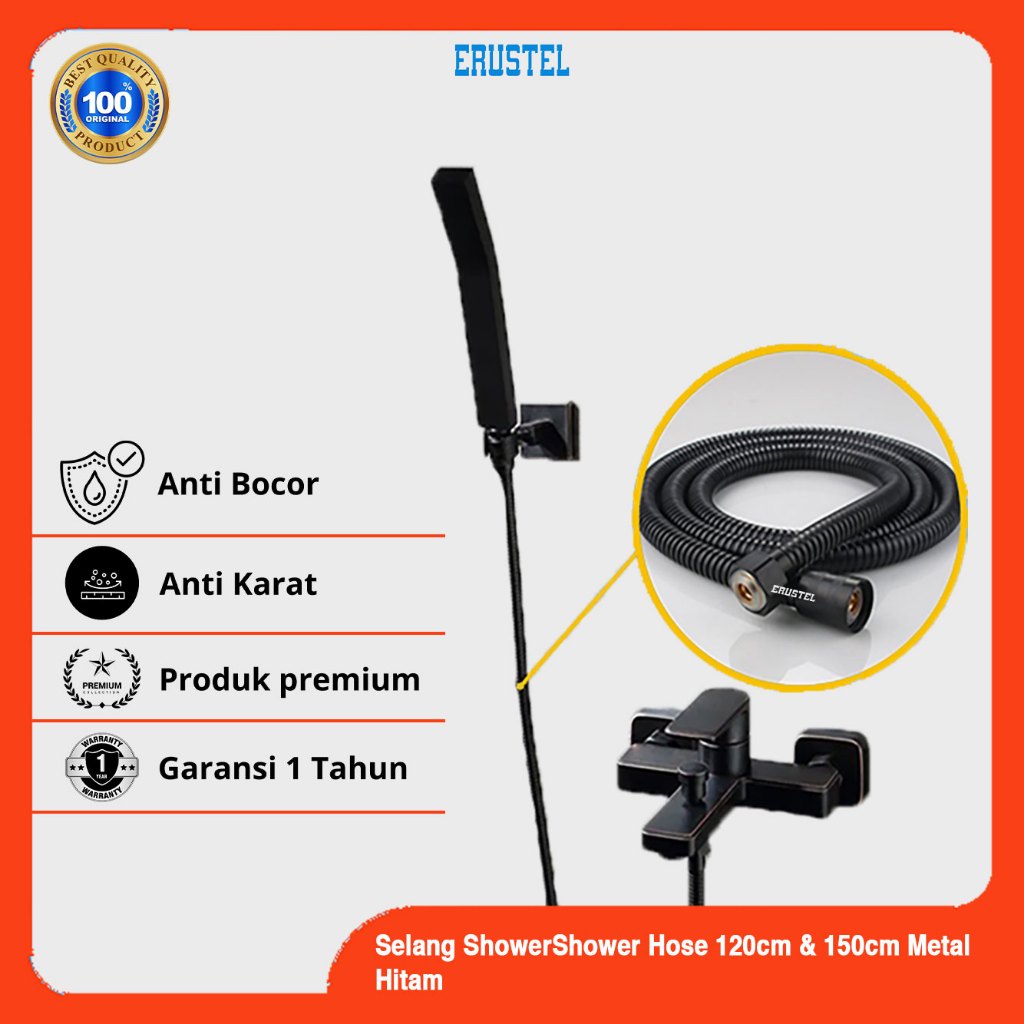 Jual Selang Shower Hitam Fleksibel Stainless Black Matte Selang ...