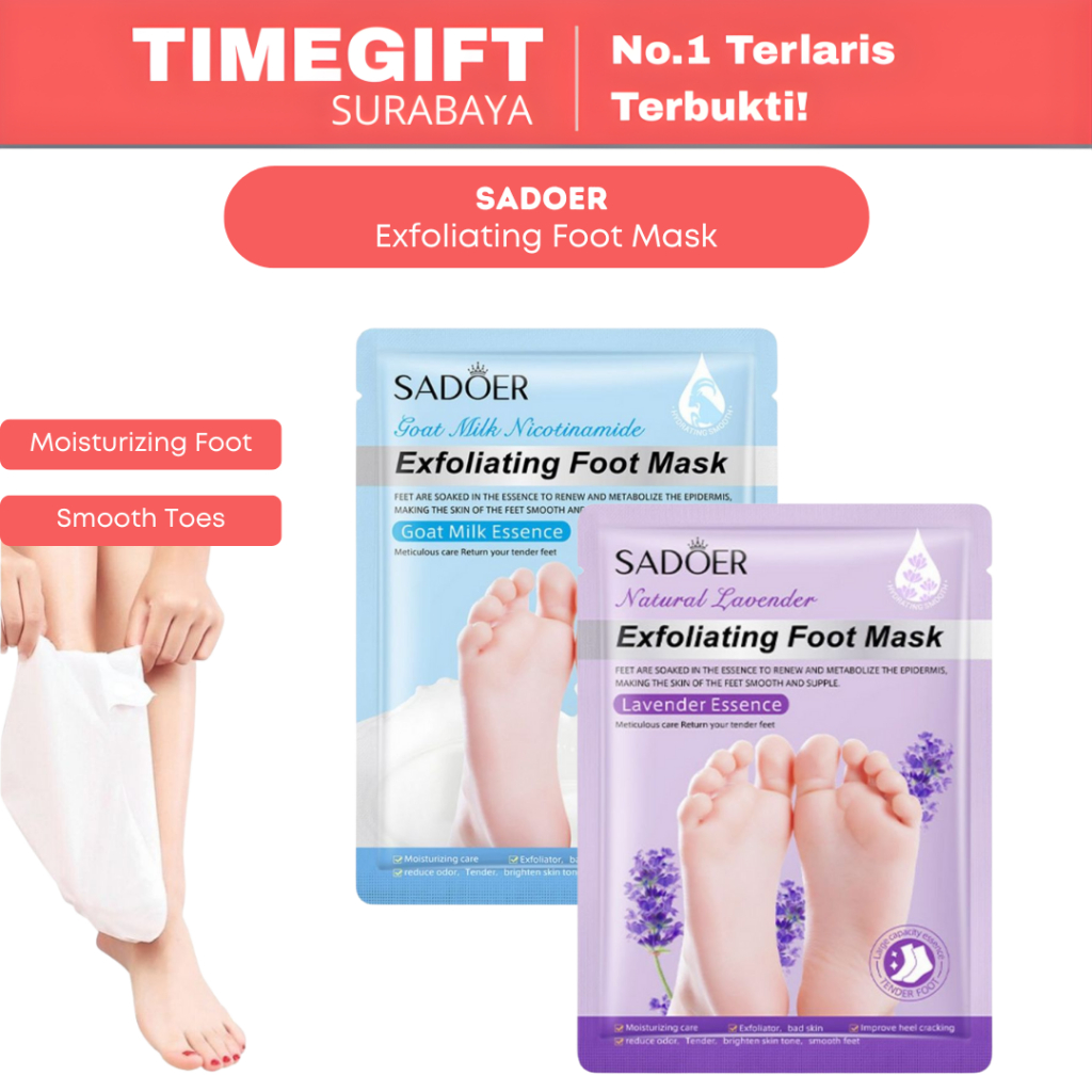 Jual SADOER Foot Mask Goat Milk Lavender Masker Kaki Exfoliating ...