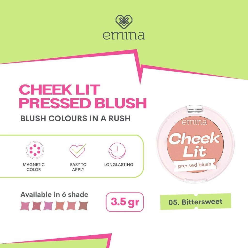 Jual Emina Cheek Lit Pressed Blush | Blush On Powder Tahan Lama | Warna ...