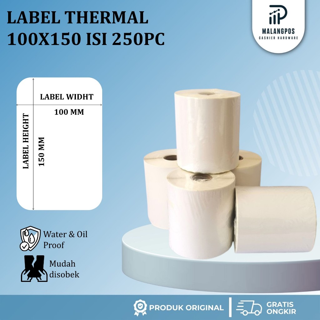 Jual Label Thermal 100x150 isi 250 Kertas Sticker A6 Printer Barcode ...